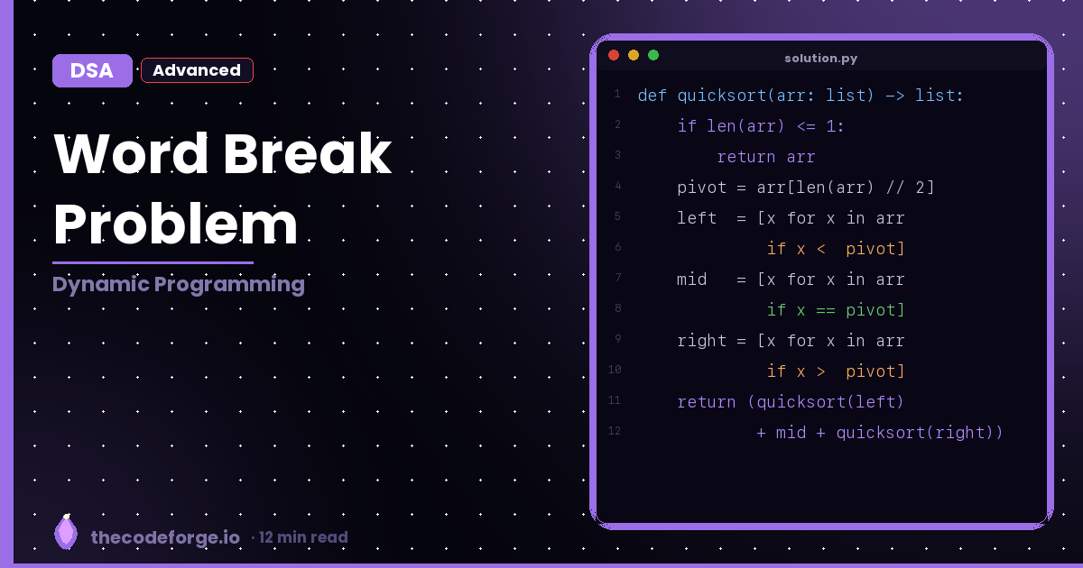 Word Break — Why Naive Recursion Crashes in Production | TheCodeForge